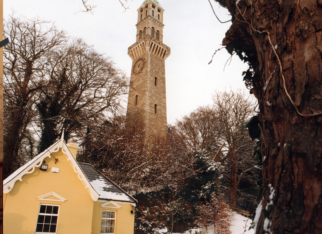 The Clock Tower in Snow. OPW | Farmleigh House and Estate